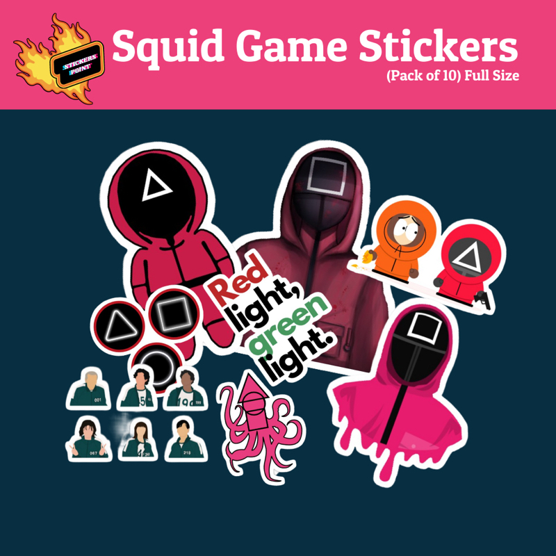 Laptop Squid Game Stickers (Pack of 10) | Dukan.pk